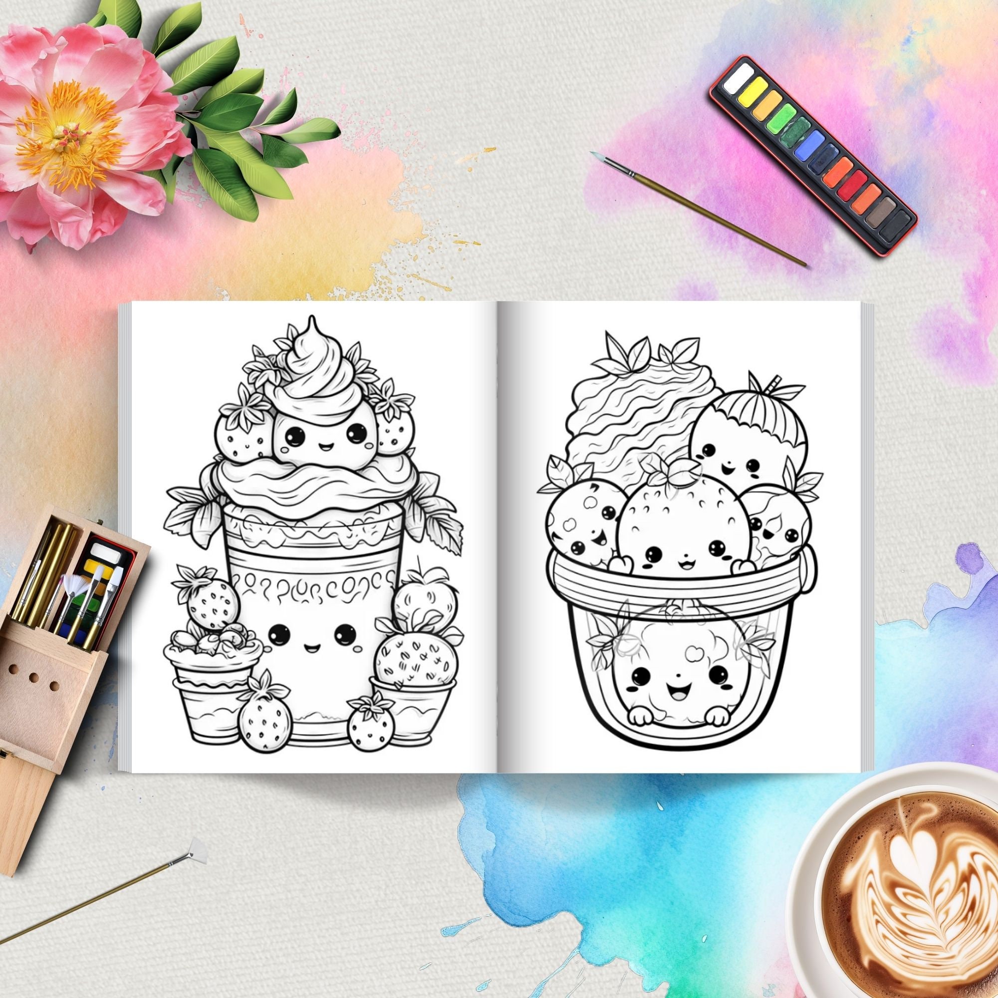 Cute Easy Coloring Page for Kids Printable Simple Kawaii Aesthetic ...