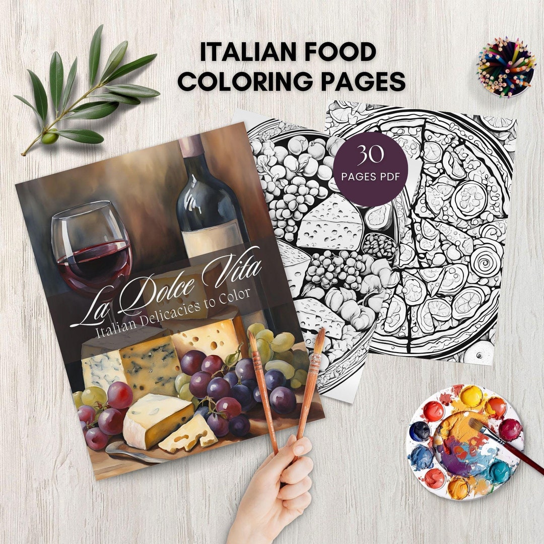Italian Food Coloring Pages Cute Food Picnic Coloring Book Healthy Food ...