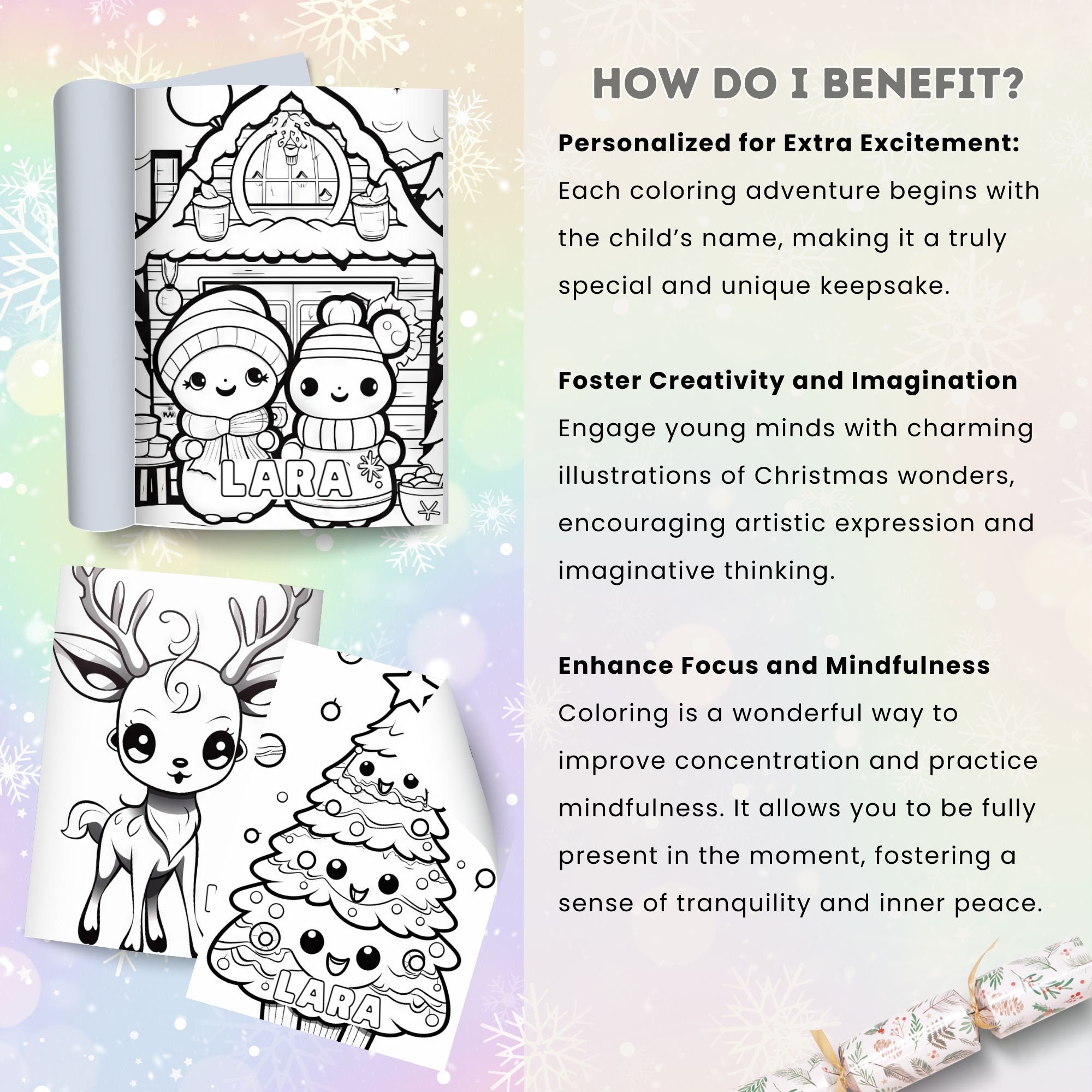Personalized Name Coloring Page Christmas Custom Kids Color - Etsy