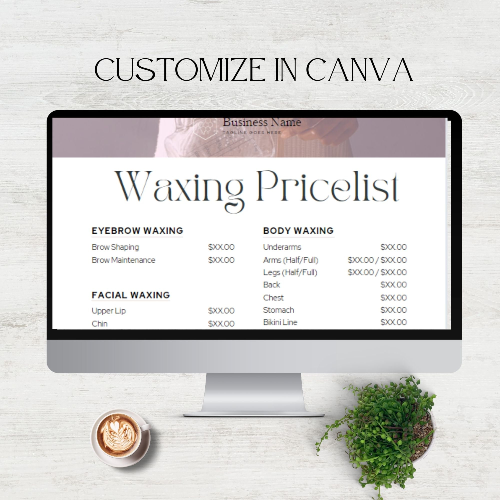 Waxing Services Price List Template Canva Brazilian Waxing Bikini Flyer ...