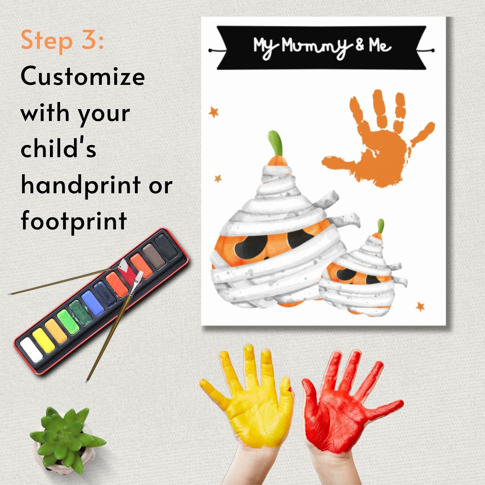 Halloween Kid Handprint Art Kids Printable DIY Craft for Kid Memory ...