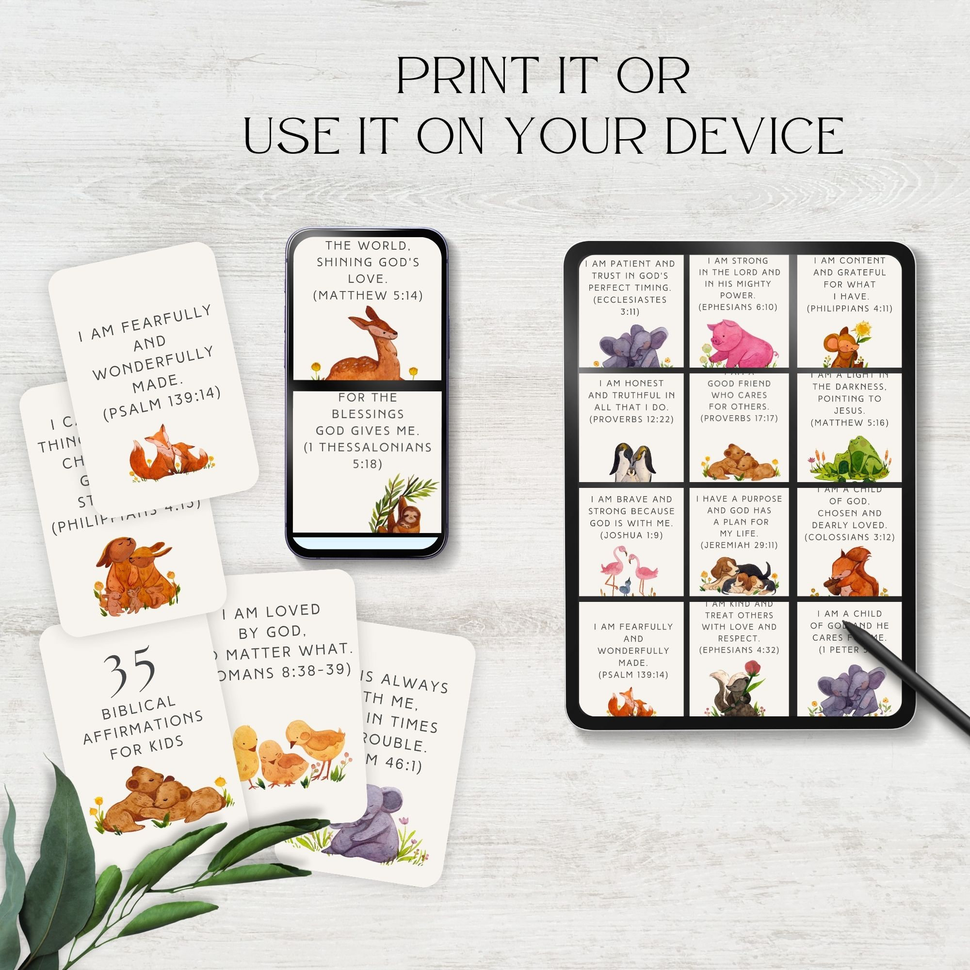 Biblical Affirmations for Kids Bible Verse Cards Poster Christian ...