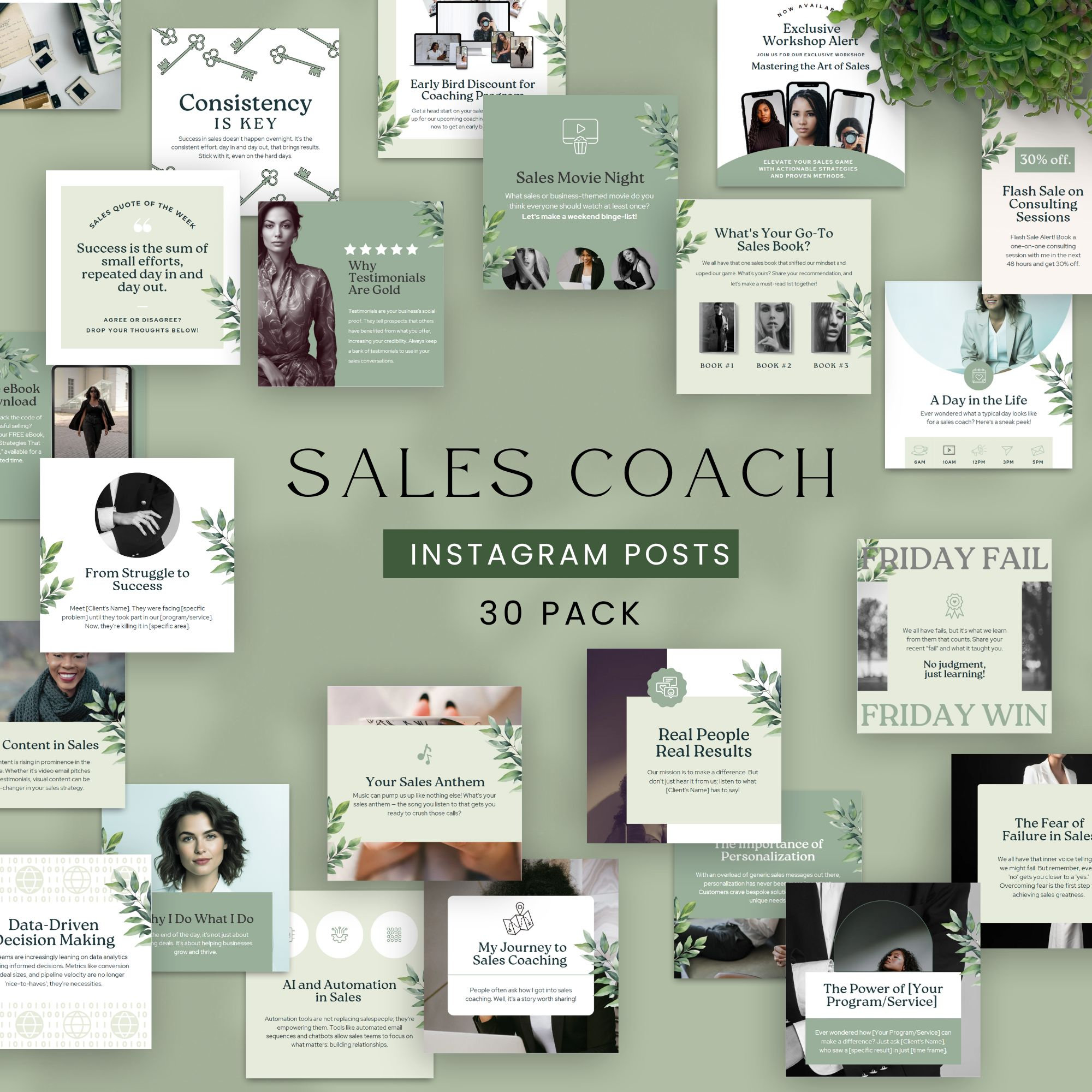 Sales Coach Instagram Posts Canva Template Social Media Marketing ...