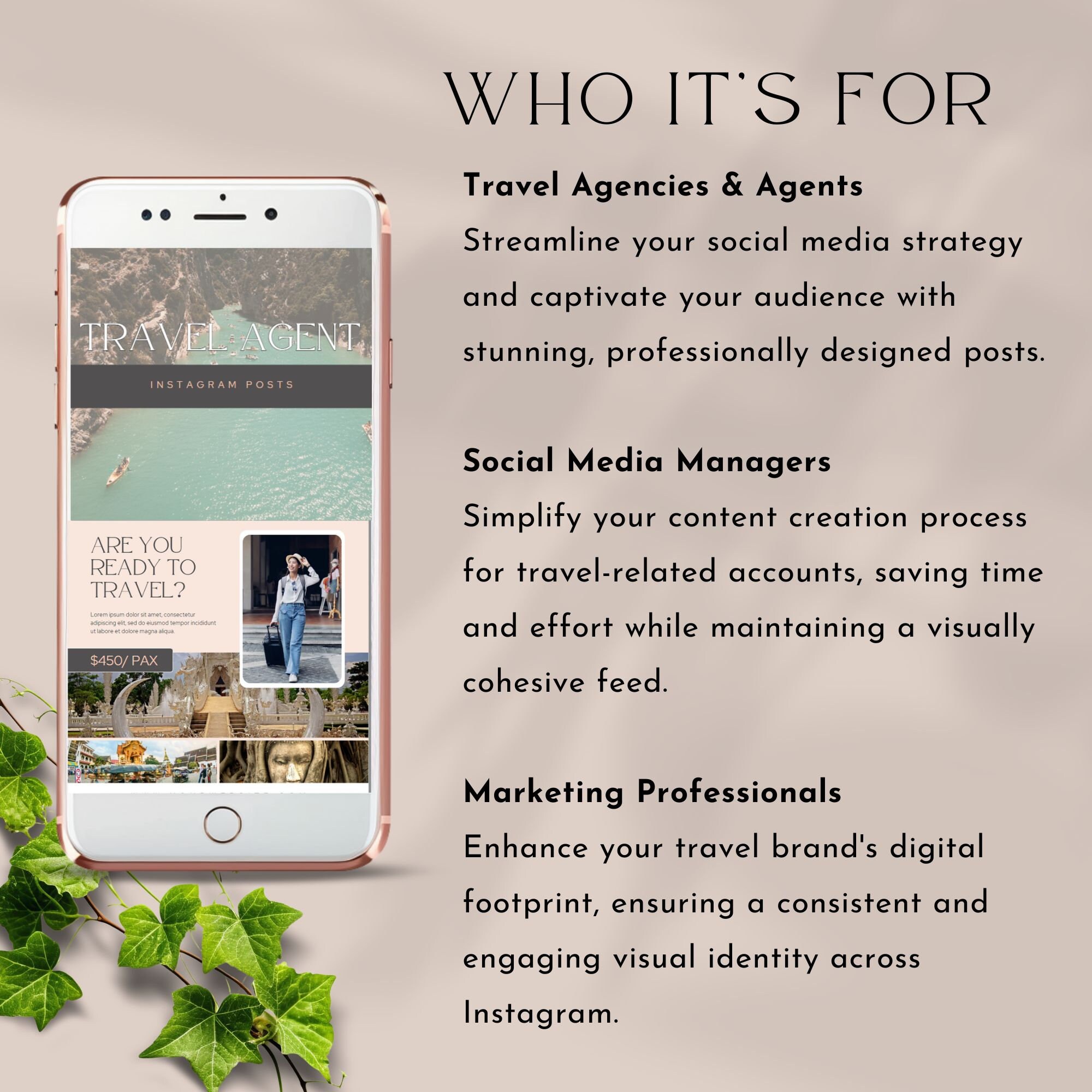 Travel Agent Instagram Posts Template Canva Social Media Manager Travel ...