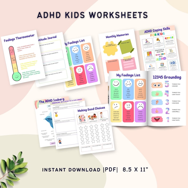Adhd Worksheets for Kids Printable Resources Adhd Workbook for - Etsy