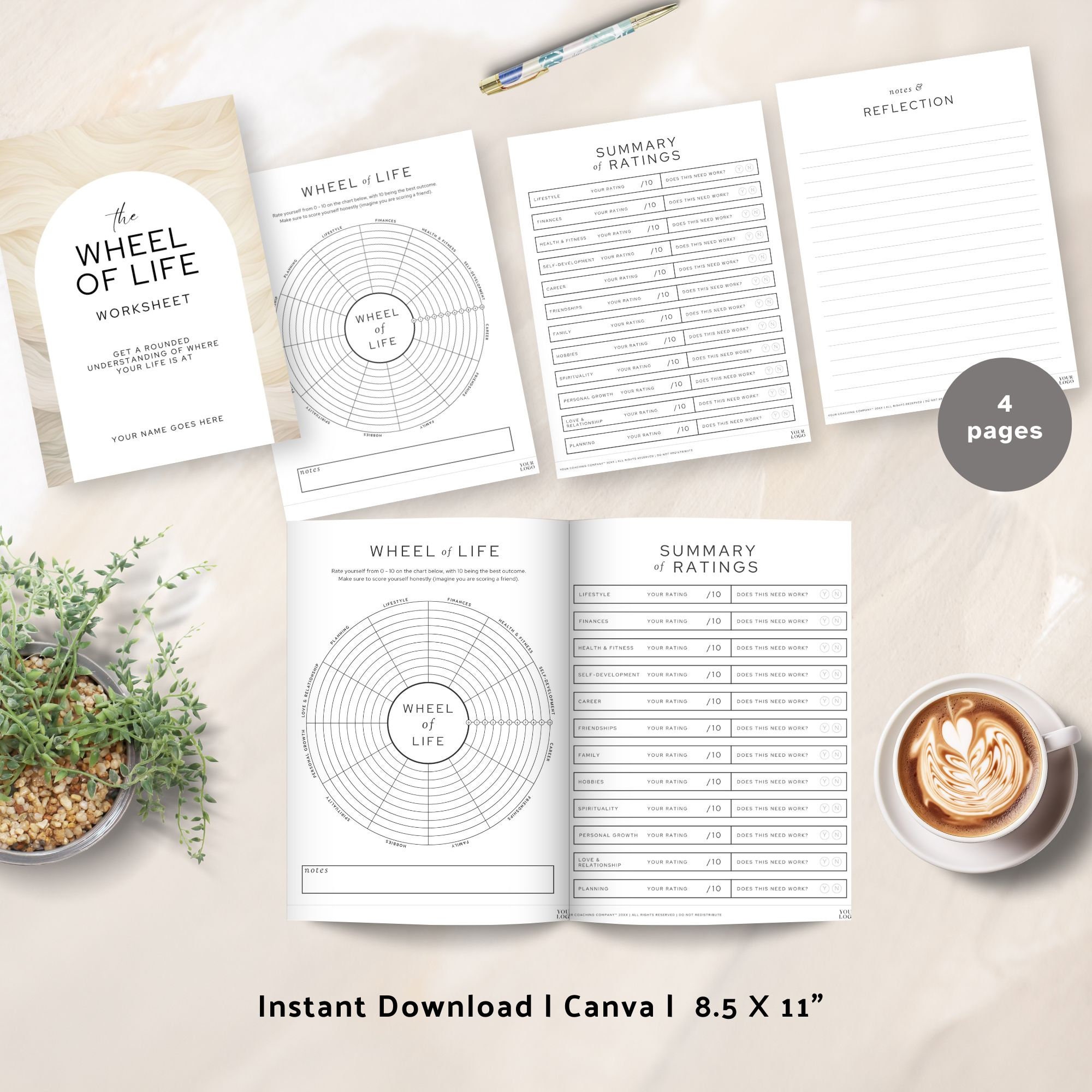 Wheel of Life Worksheet Wheel of Balance Life Goal Setting Coaching ...