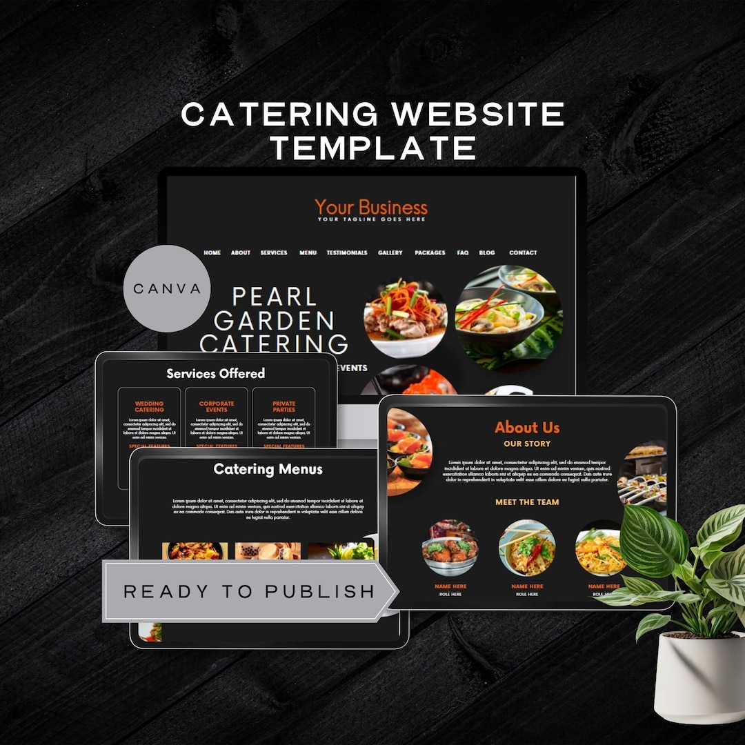 Website Template Catering Canva Event Catering Business Website Chef ...