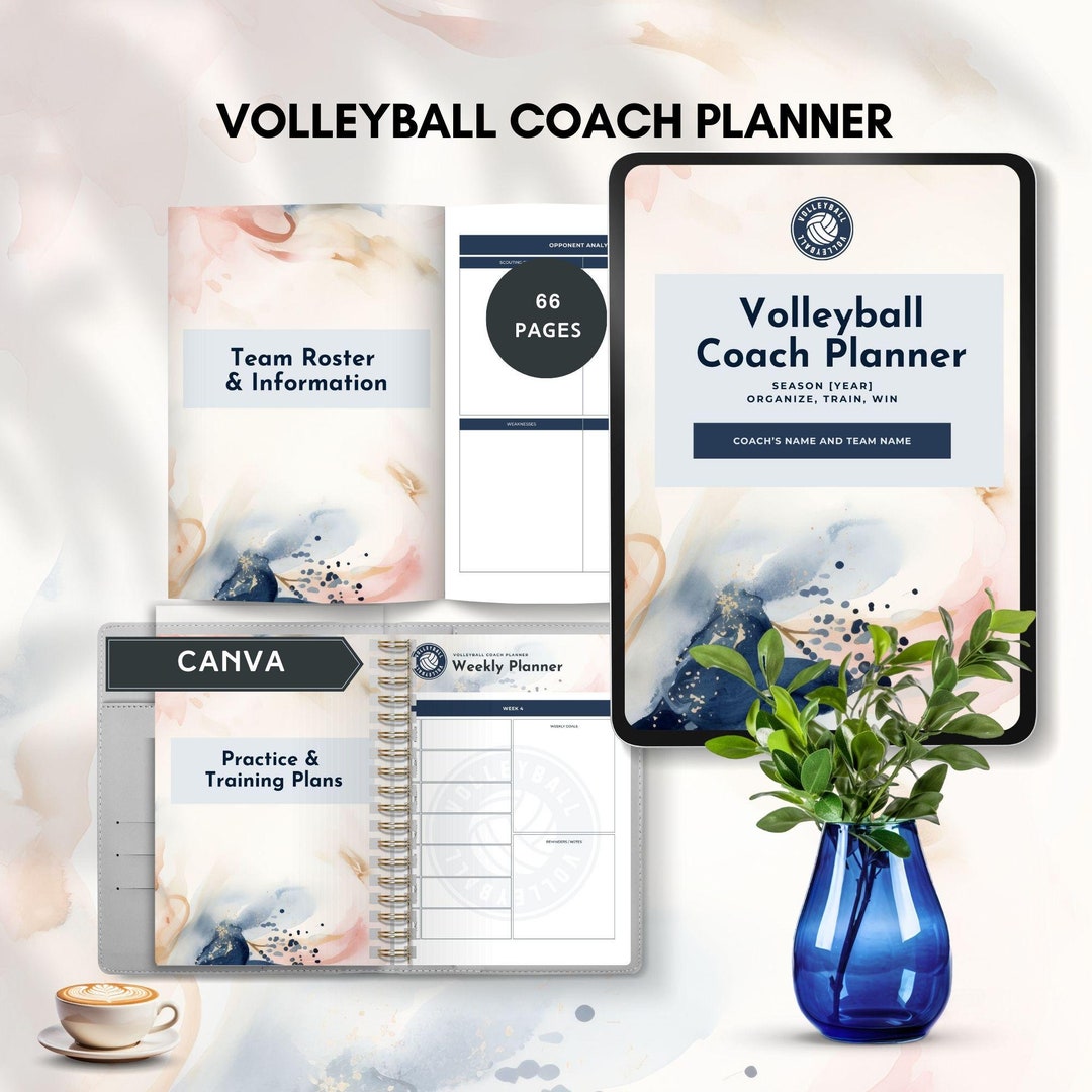 Volleyball Coach Planner Printable Coaching Volleyball Organizer Sports ...