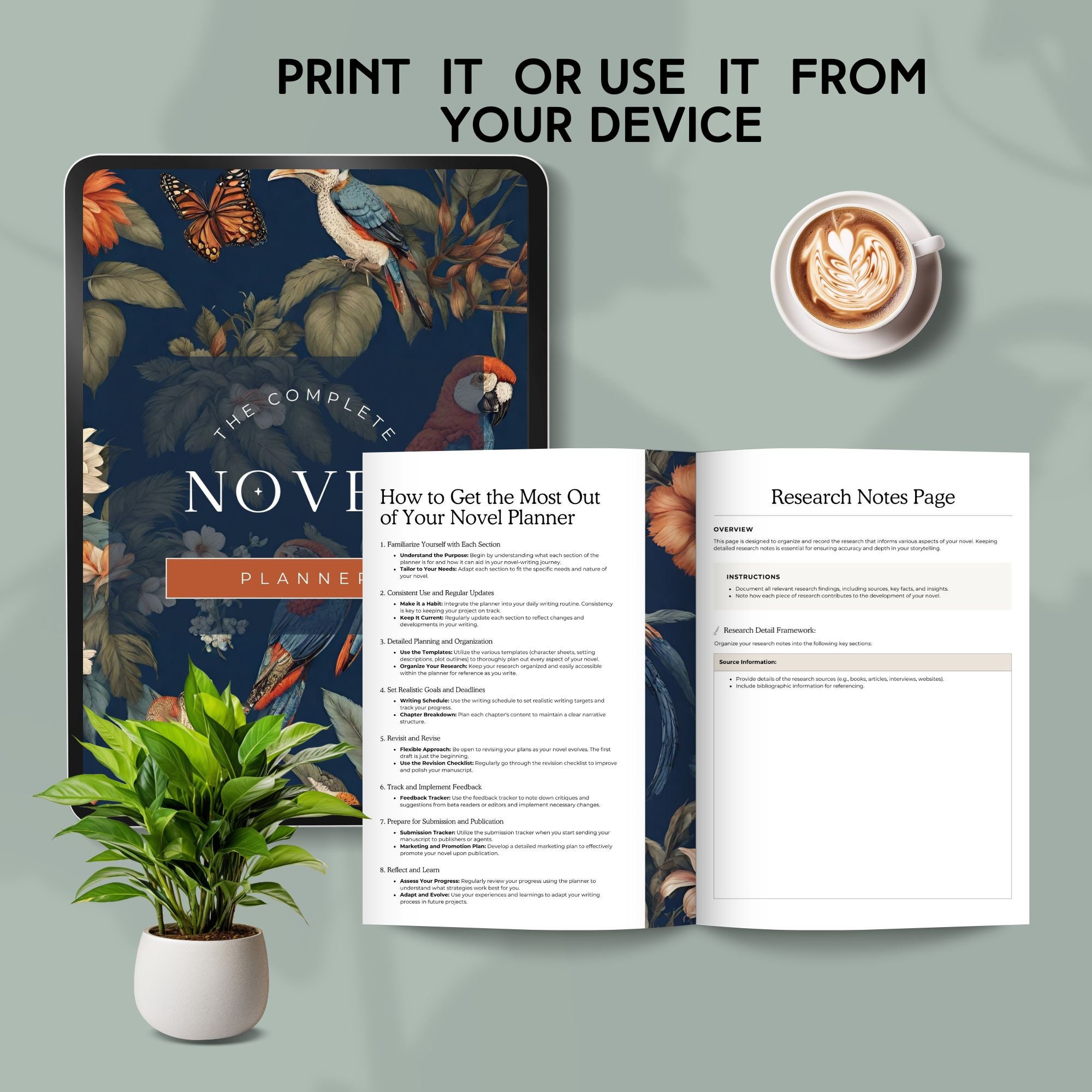 Novel Planner Printable Author Novel Writing a Book Guide Workbook ...