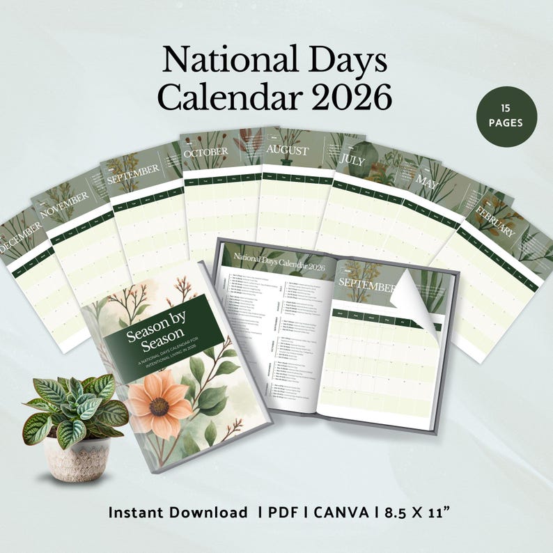 National Days Calendar 2026 Fun Holidays Monthly Planner 365 Days ...