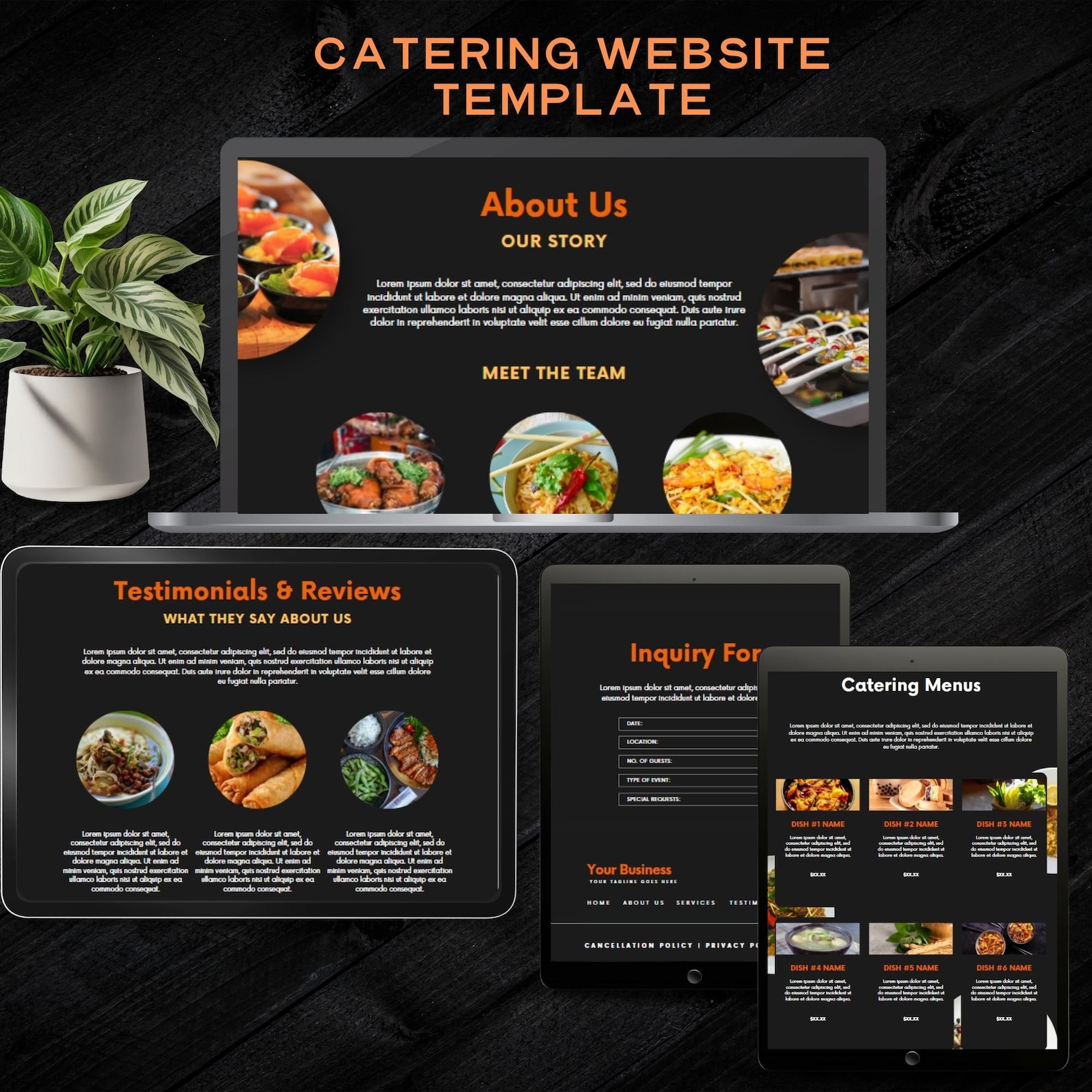 Website Template Catering Canva Event Catering Business Website Chef ...