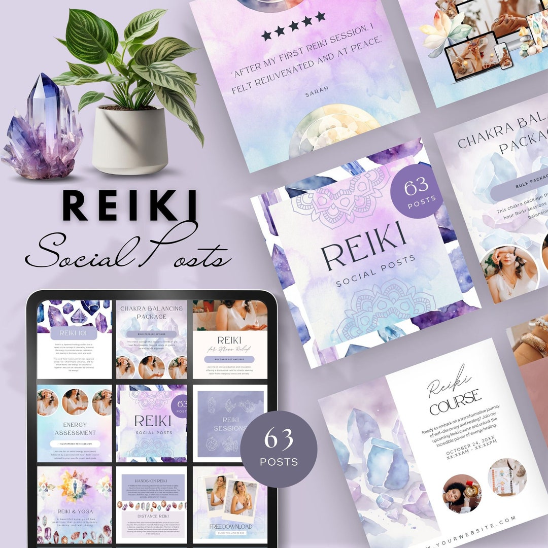Reiki Instagram Canva Template Energy Healing Social Media Post ...