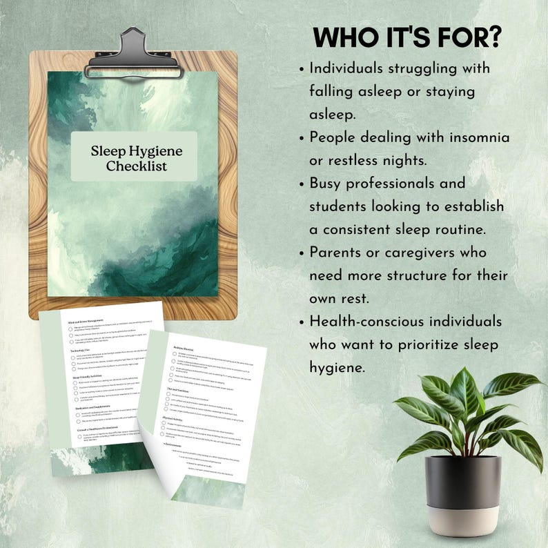 Sleep Hygiene Checklist Sleep Tracker Printable Bedtime Diary Improve ...
