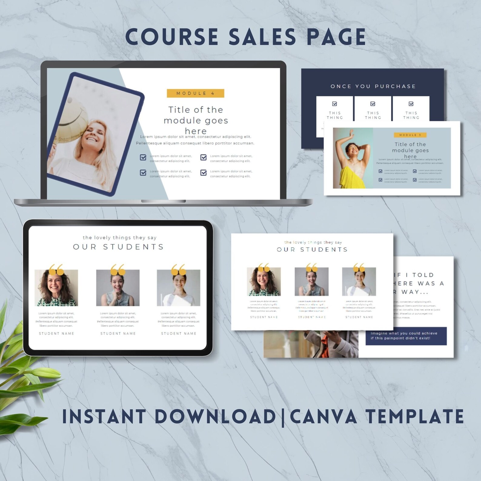 Online Course Sales Page Template Canva Website Template Online Course ...
