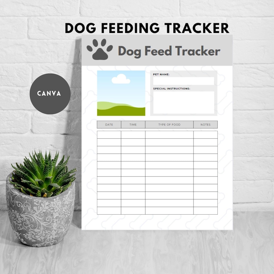 Dog Feeding Tracker Pet Feeding Log Vet Tracker Pet Feeding Reminder ...