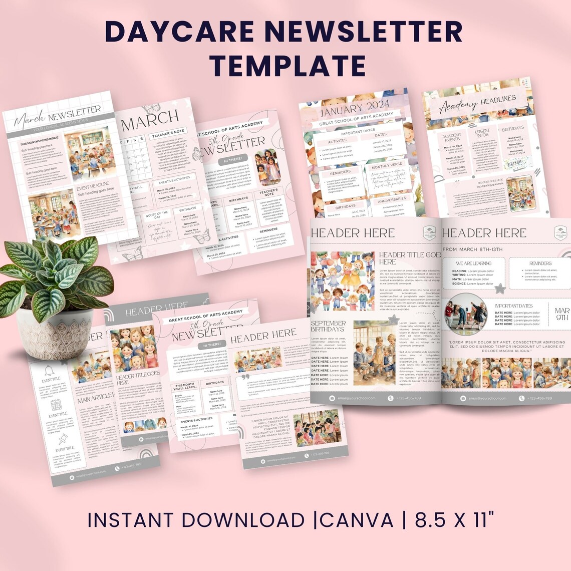 Daycare Newsletter Template School Newsletter for Preschool Classroom ...