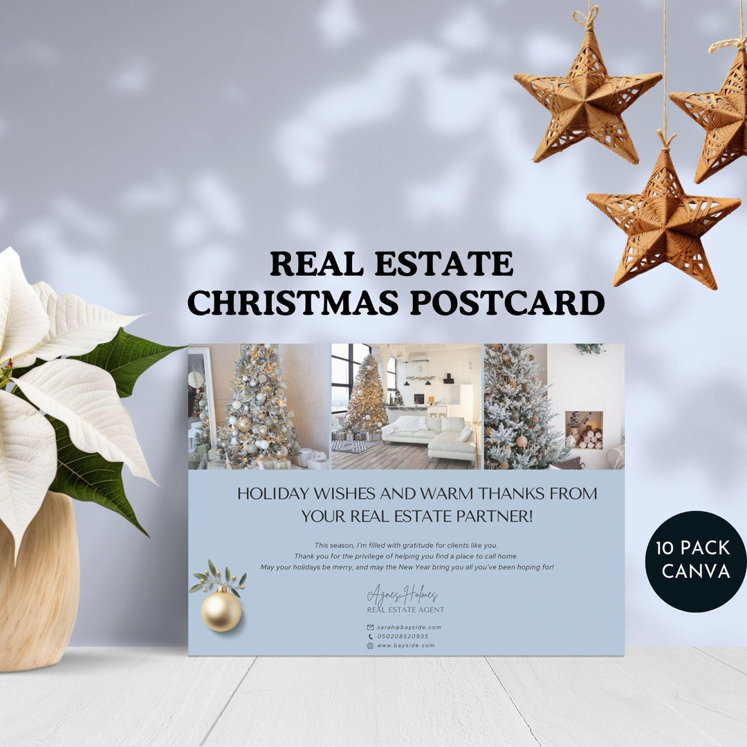 Christmas Postcard for Realtor Custom Holiday Greeting Card Template ...