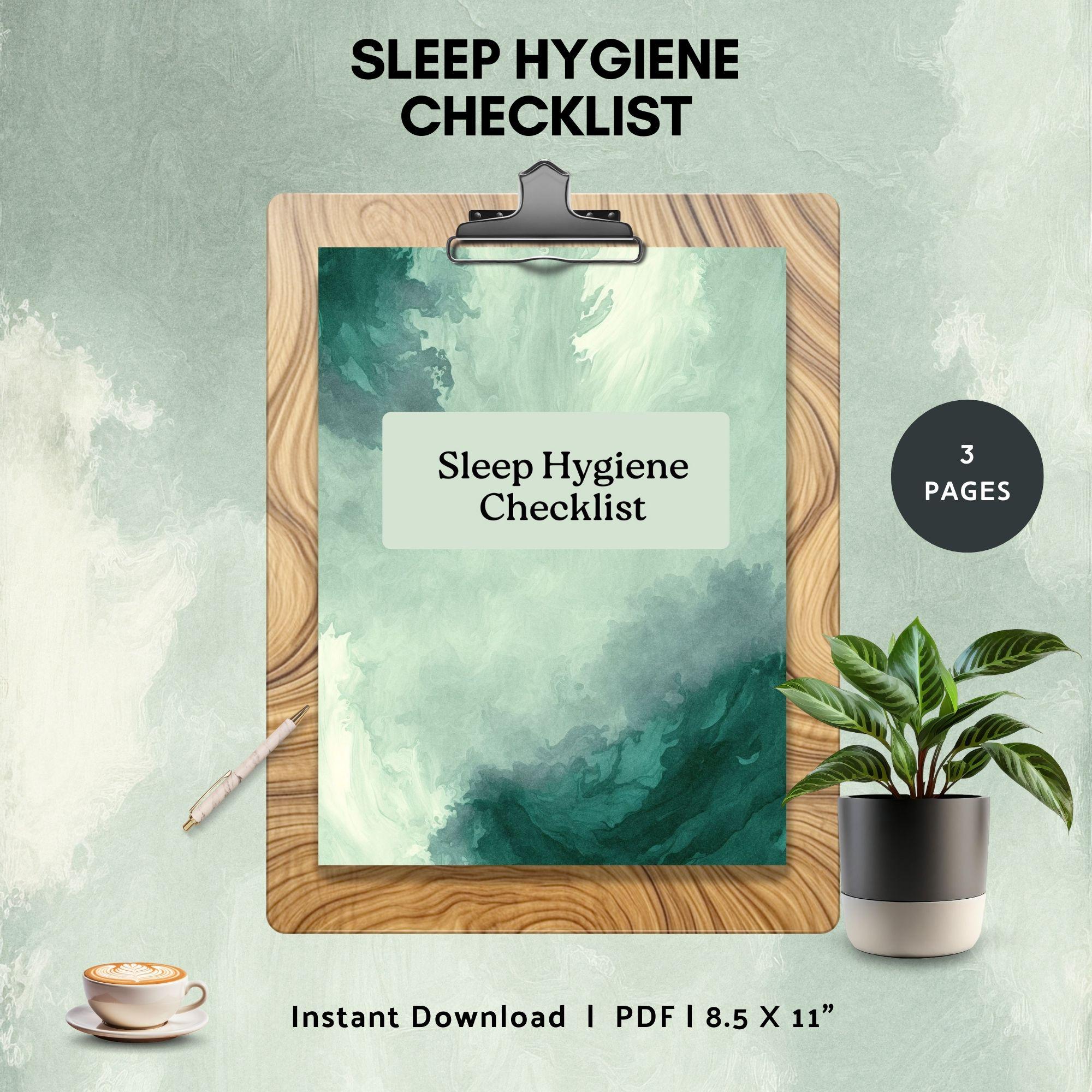 Sleep Hygiene Checklist Sleep Tracker Printable Bedtime Diary Improve ...