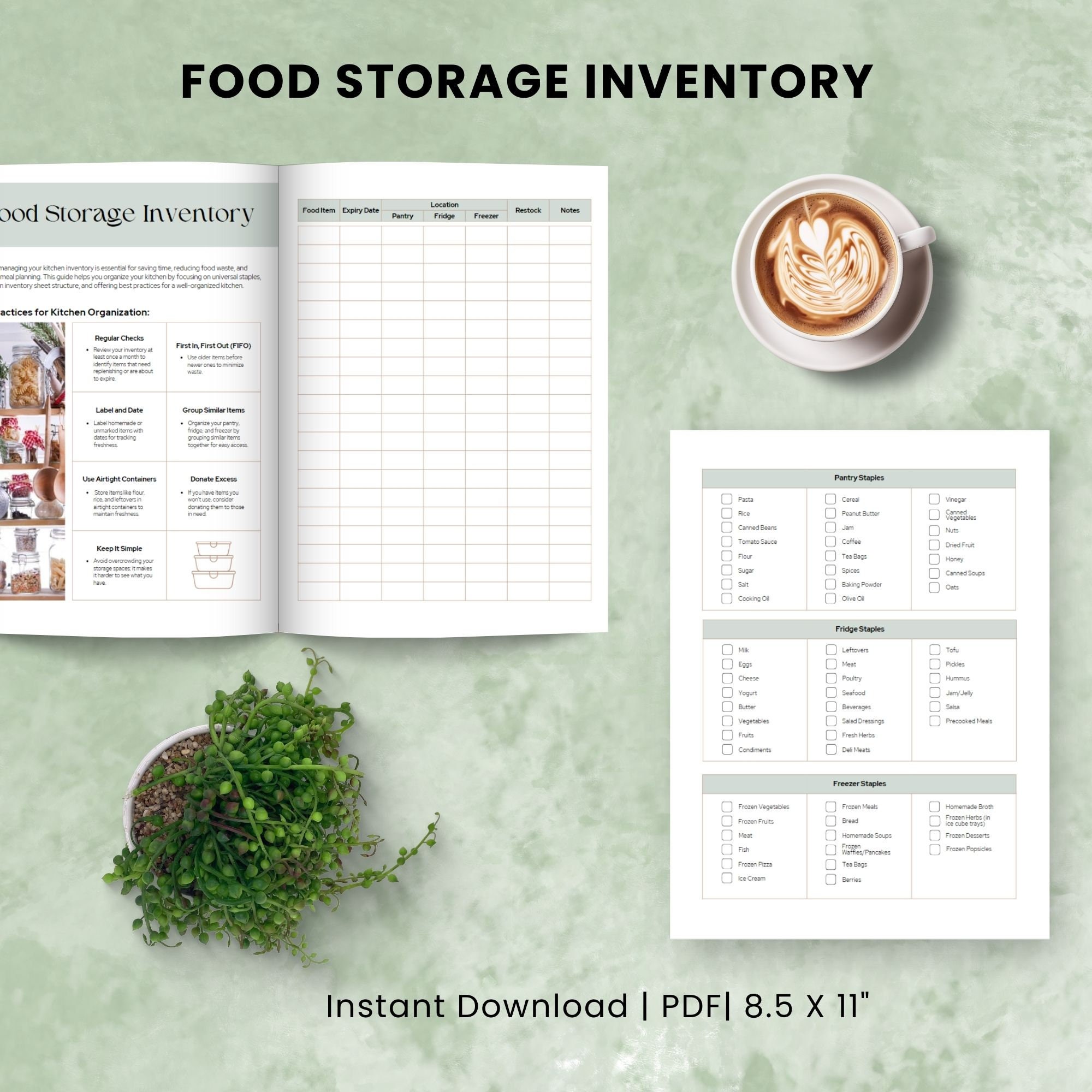 Food Storage Inventory List Pantry Planning Freezer Frozen Food Tracker ...