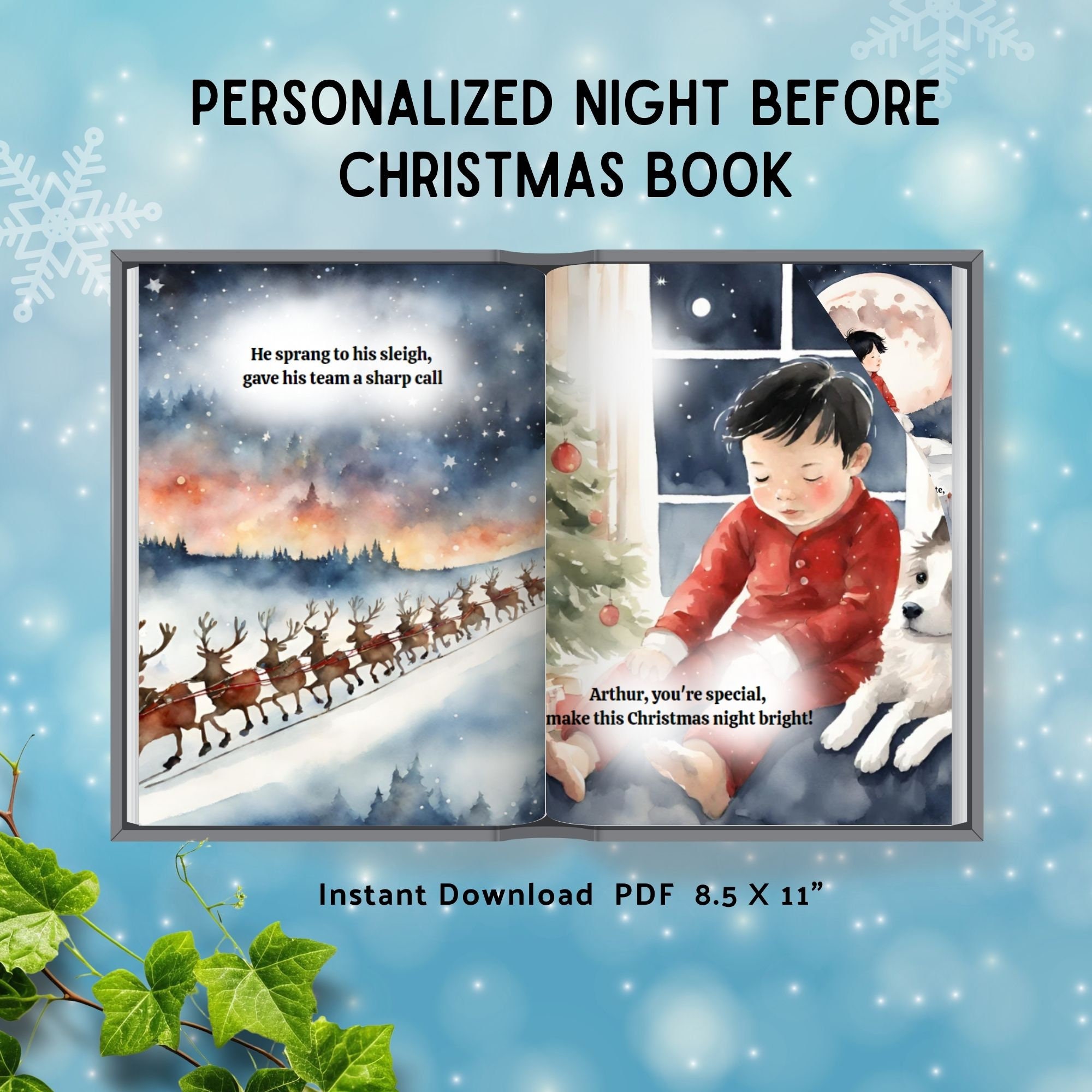 Personalized Night Before Christmas Book Custom Xmas Eve Story Children ...