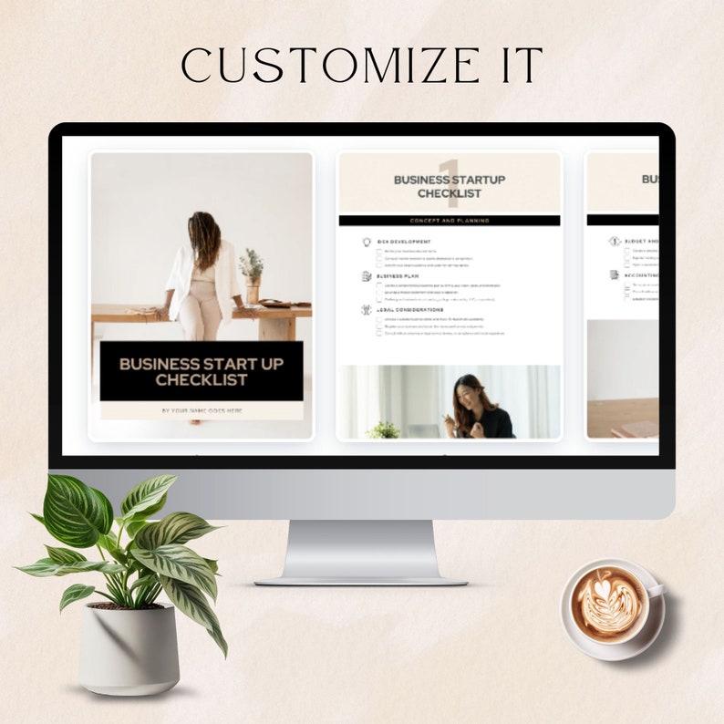 Start up Business Checklist Template Canva Business Startup Planner ...
