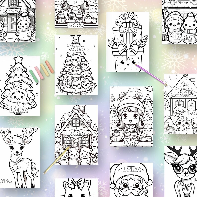 Personalized Name Coloring Page Christmas Custom Kids Color - Etsy