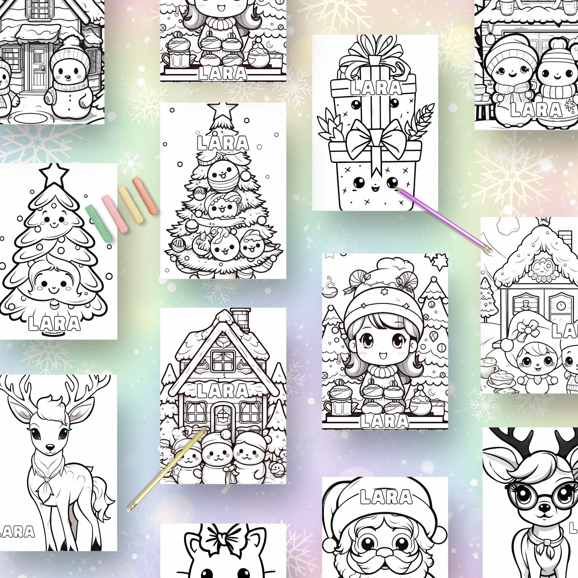 Personalized Name Coloring Page Christmas Custom Kids Color - Etsy