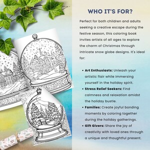 Printable Christmas Snow Globe Coloring Pages Holiday Activity Adult ...