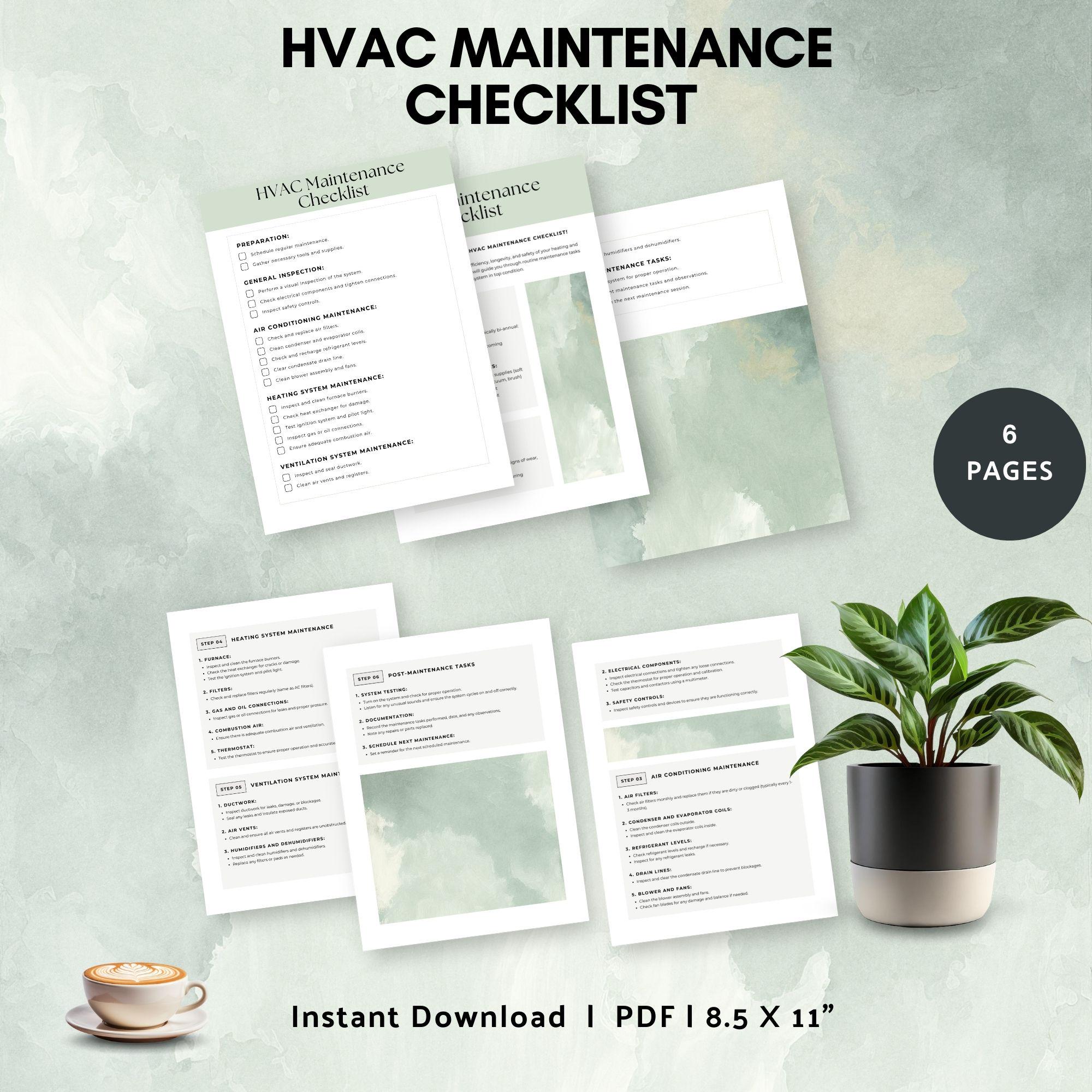 Hvac Maintenance Checklist Home Air Conditioning Hvac Inspection Small ...