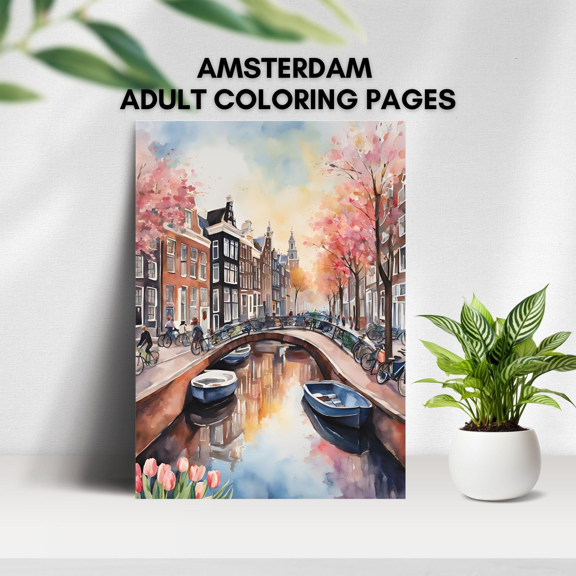 Adult Coloring Pages Amsterdam Color Page Dutch Architecture Landmark ...