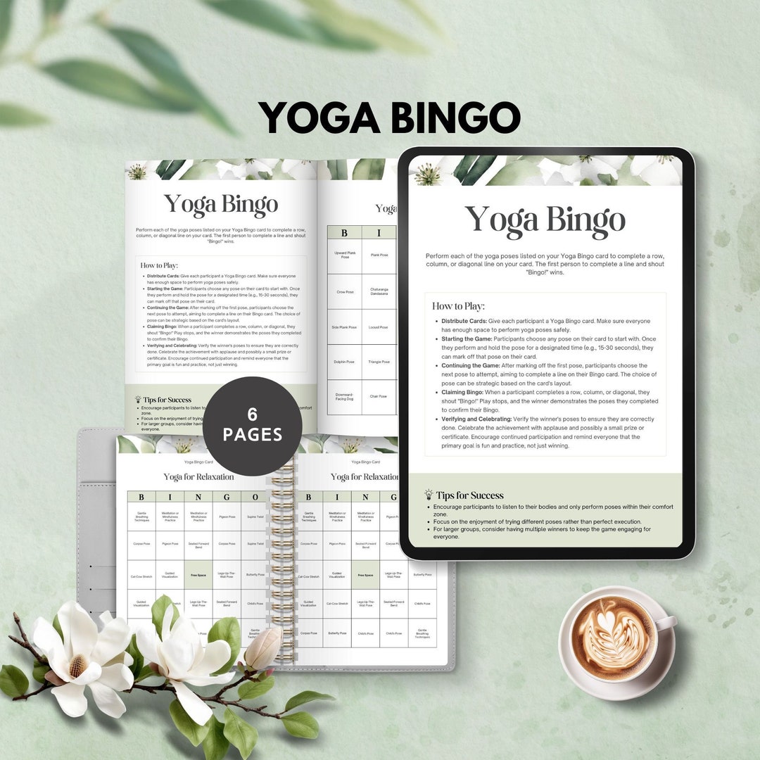Yoga Bingo for Kids Yoga Game Printable Wellness Bingo Fitness Activity ...