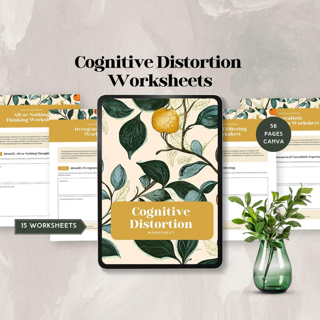 Cognitive Distortion Worksheets Cognitive Behavioural Therapy Workbook ...