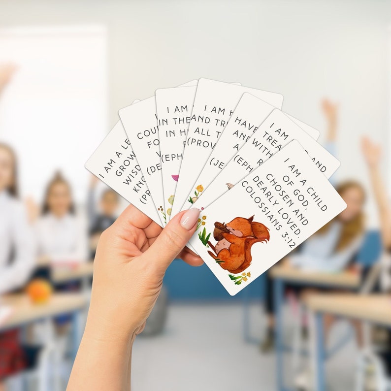 Biblical Affirmations for Kids Bible Verse Cards Poster Christian ...