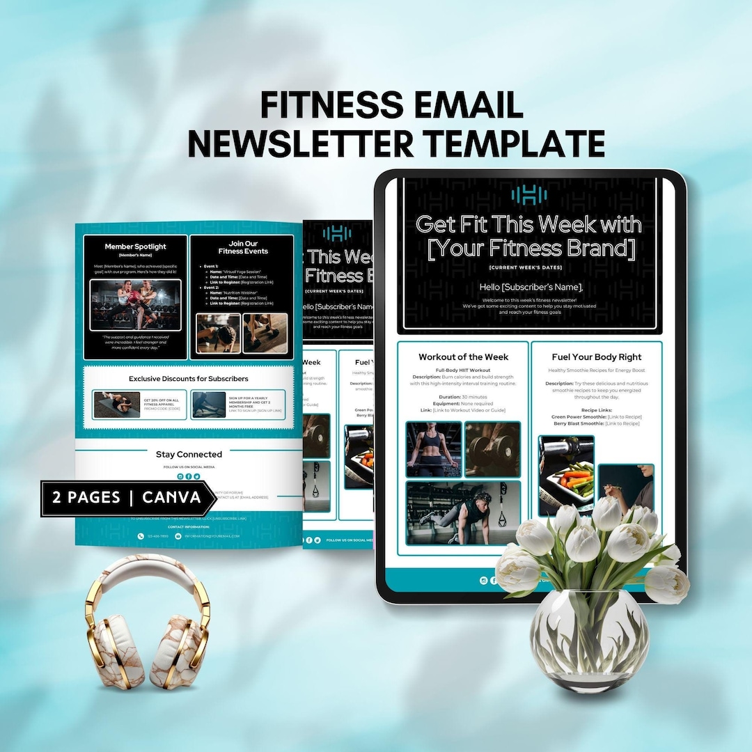 Fitness Email Newsletter Template for Personal Trainer Health Wellness ...