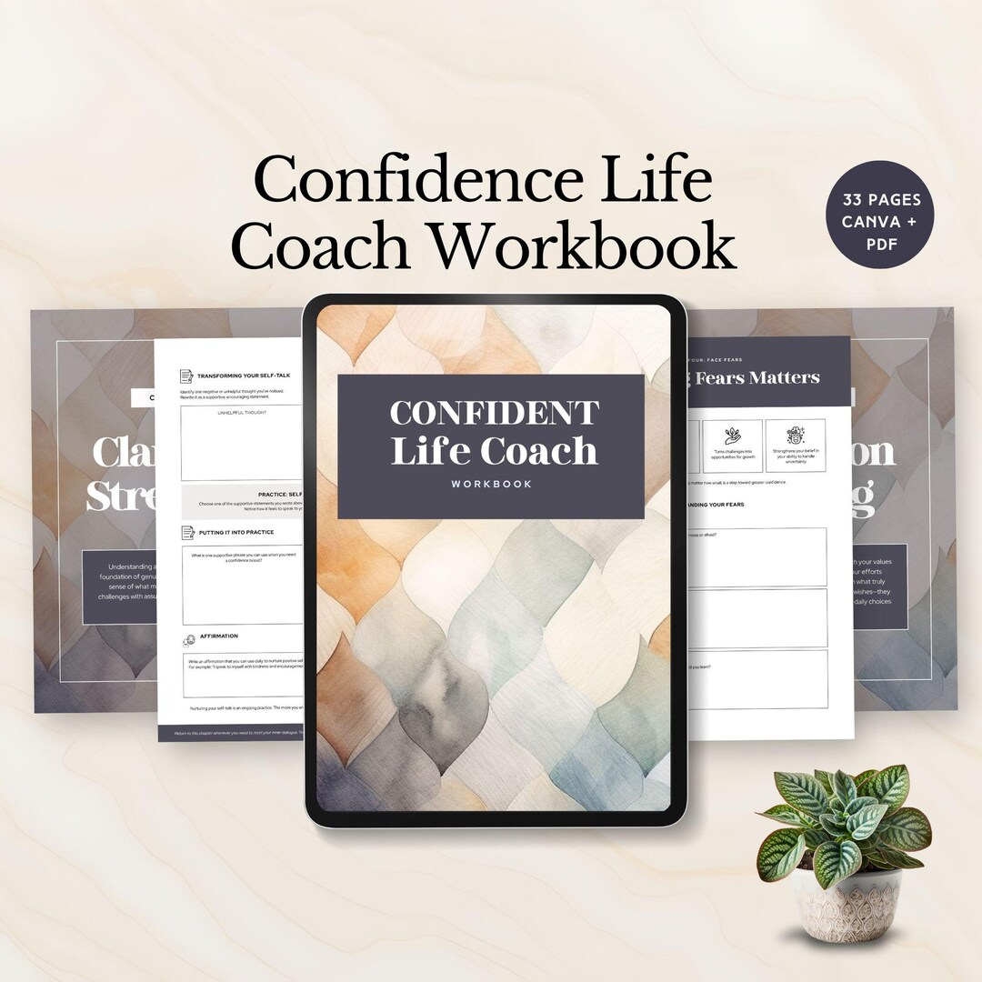 Confidence Life Coach Workbook Self Esteem Worksheet Personal ...