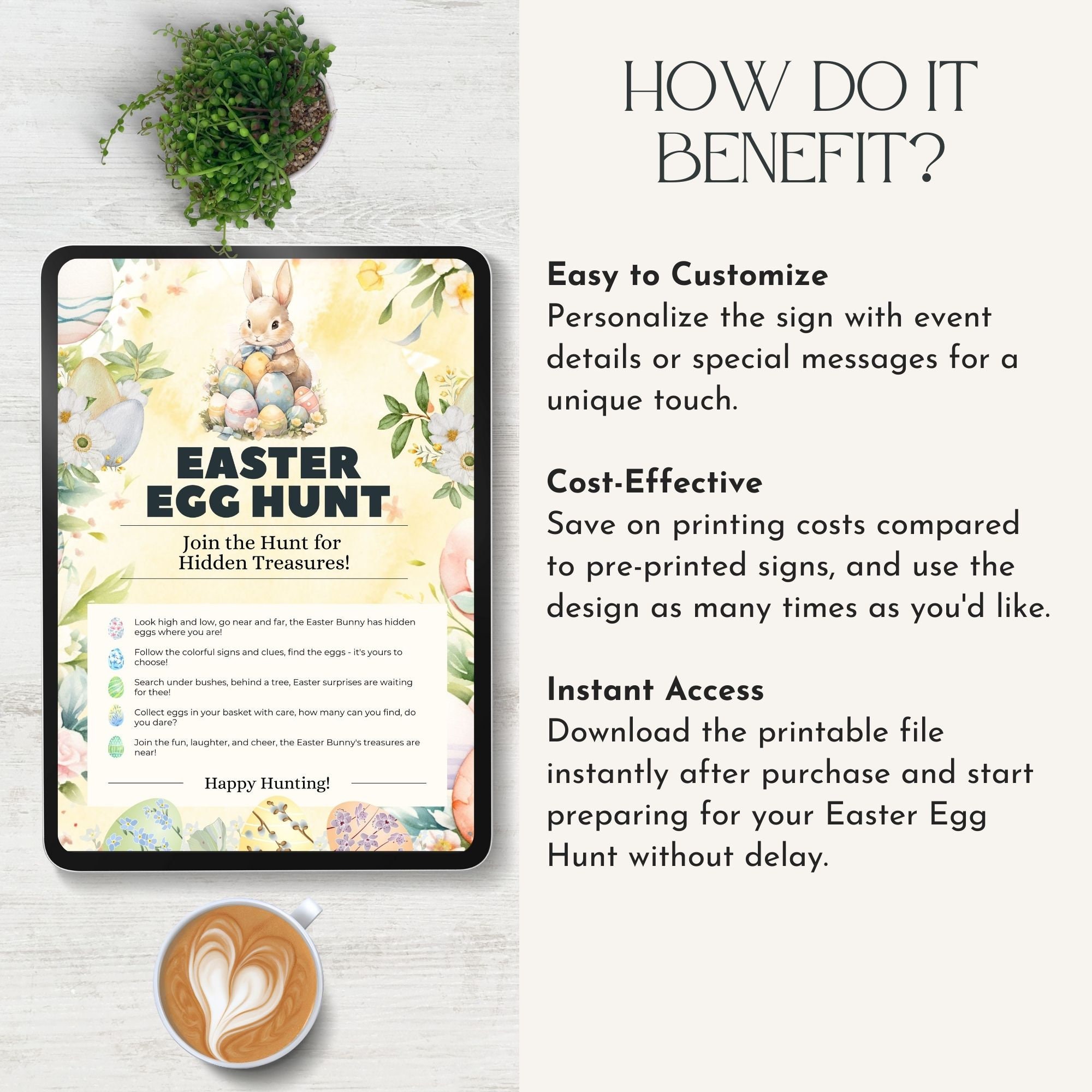 Printable Easter Egg Hunt Sign Kids Easter Bunny Yard Sign Easter Party ...