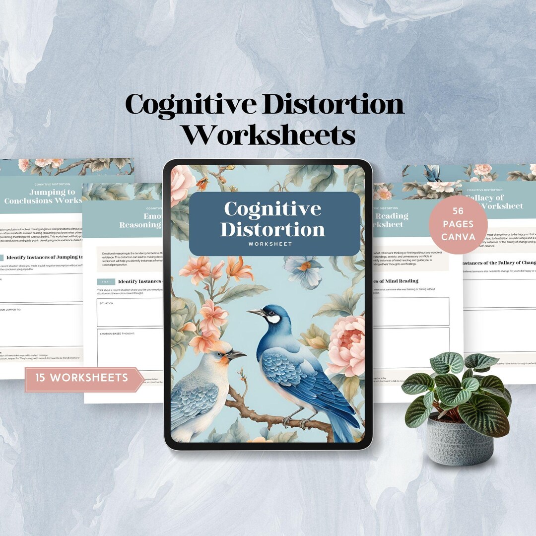 Cognitive Distortion Worksheets Cbt Cognitive Behavioural Therapy ...