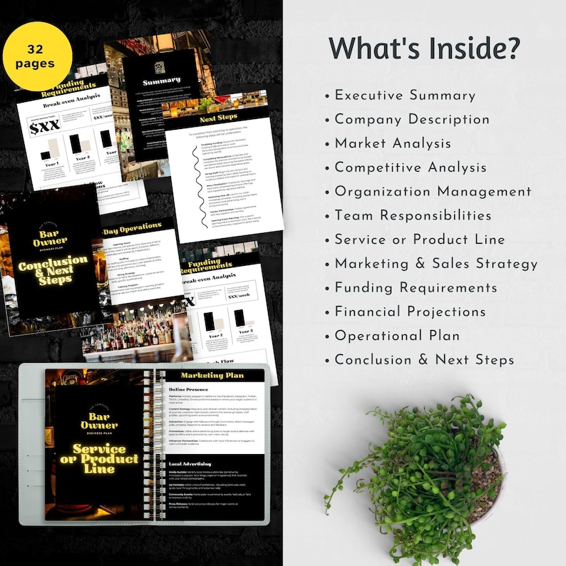 Business Plan Template Bar Nightclub Business Planner Cocktail Lounge ...