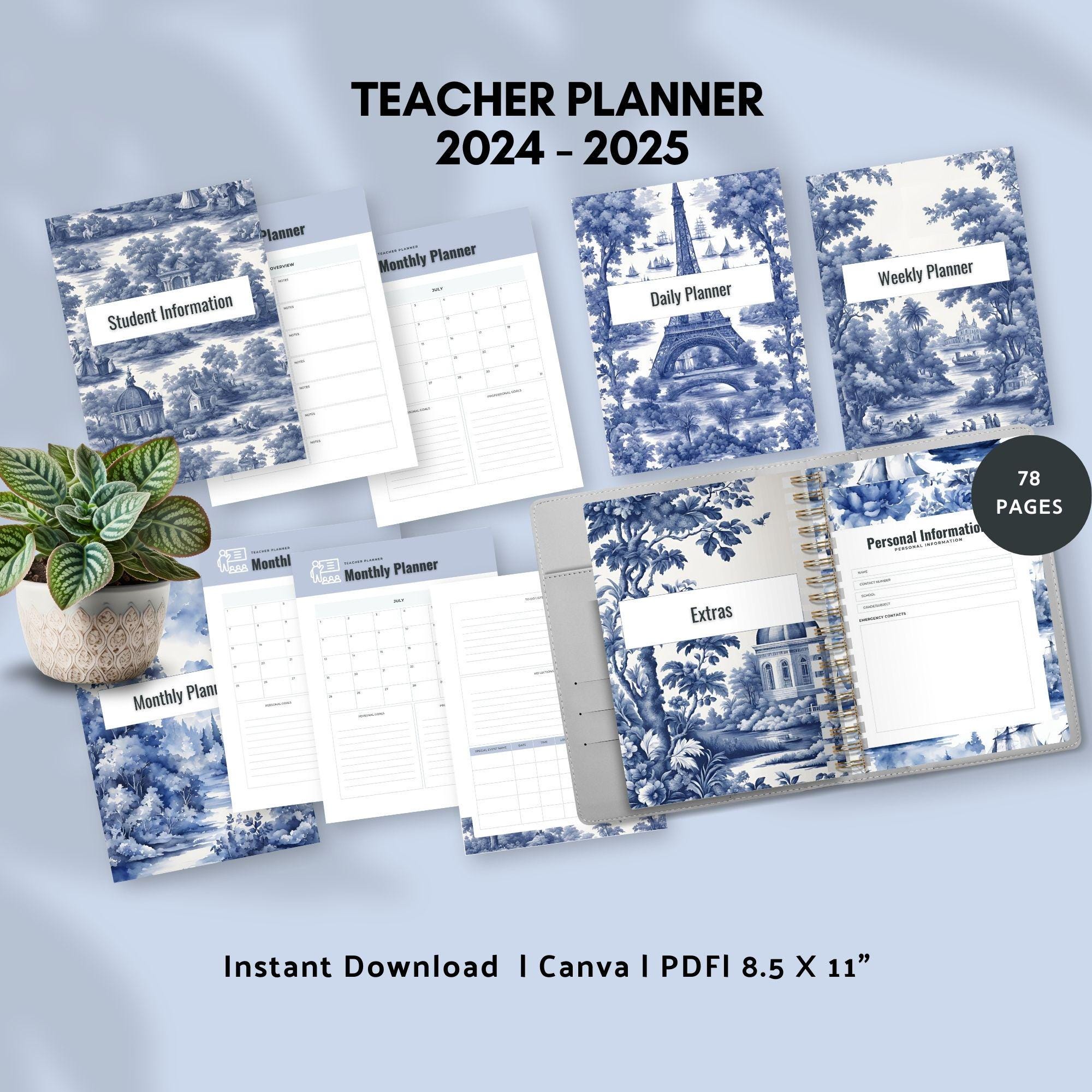 Printable Teacher Planner 2024-2025 Templates Teacher Planner 2024-2025 ...