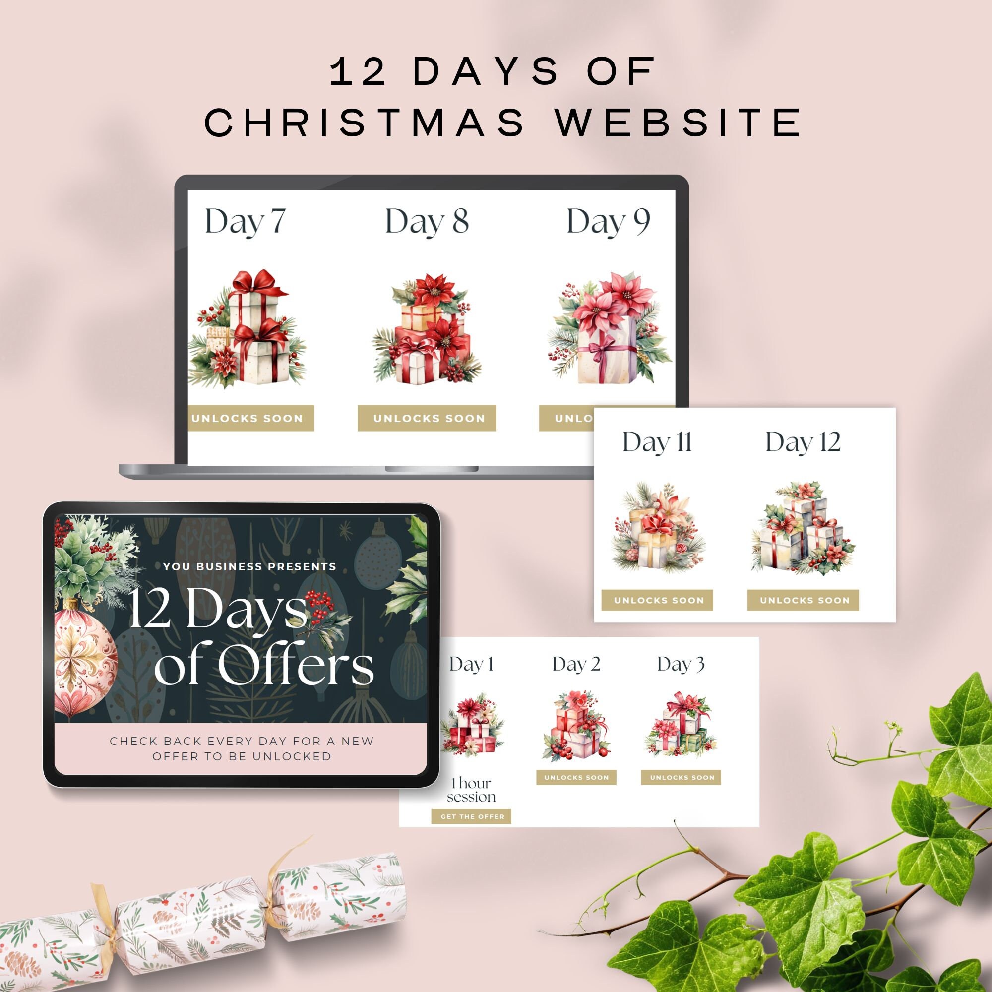 Canva Website Template Small Business Christmas Promo Offer Xmas Sales ...
