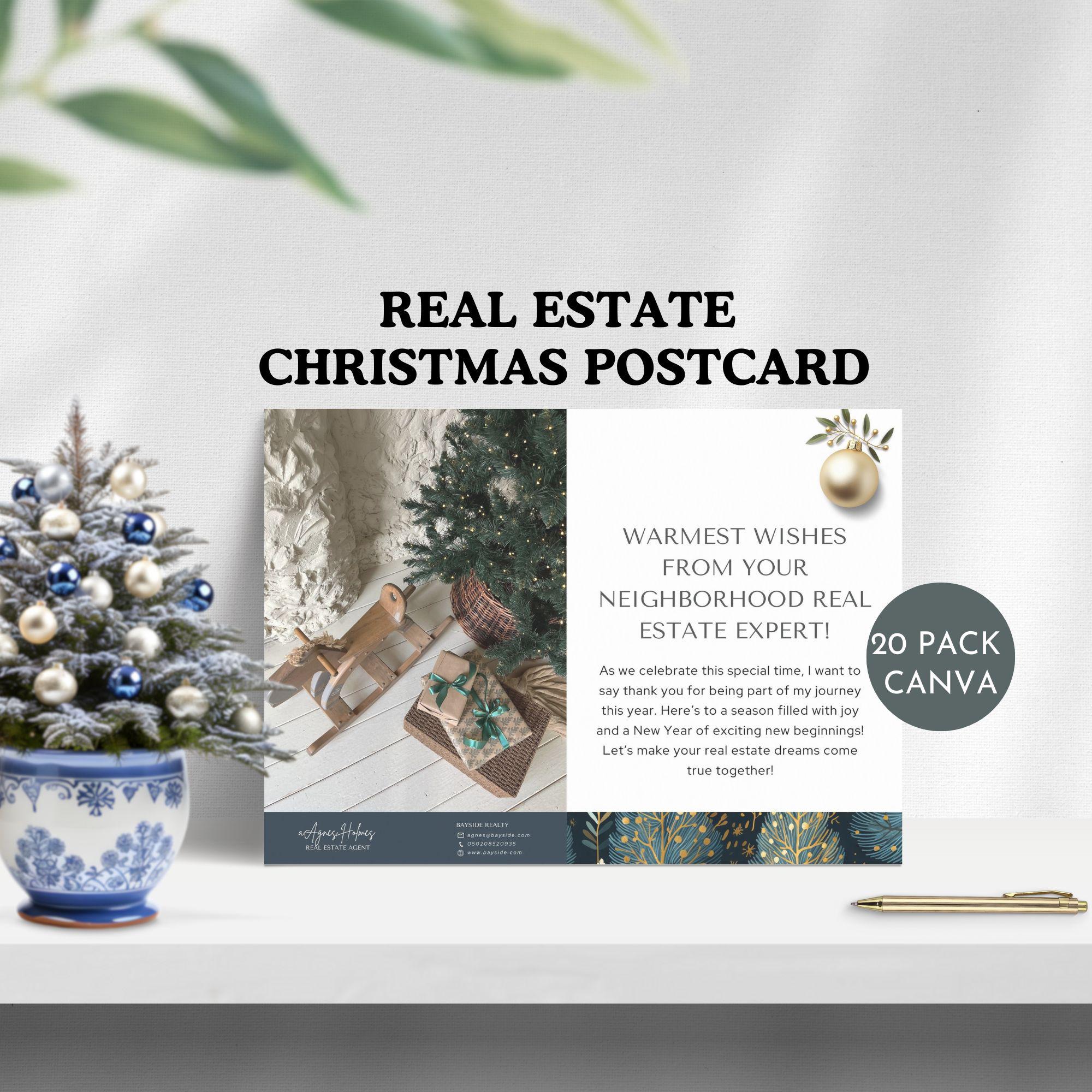 Real Estate Christmas Postcard Personalize Holiday Greeting Card ...