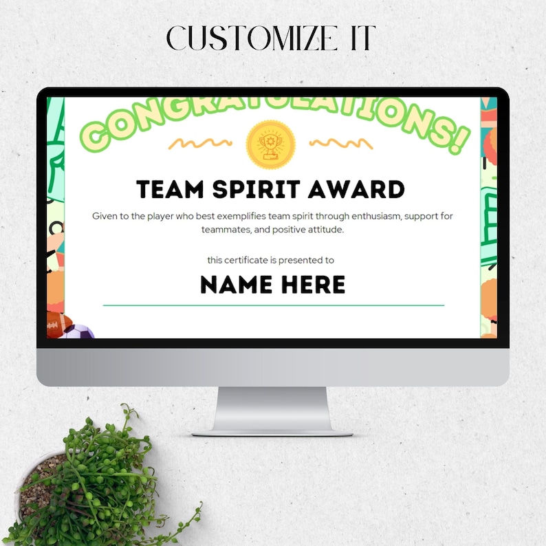 Football Certificate Editable Template Canva End of Season Award ...