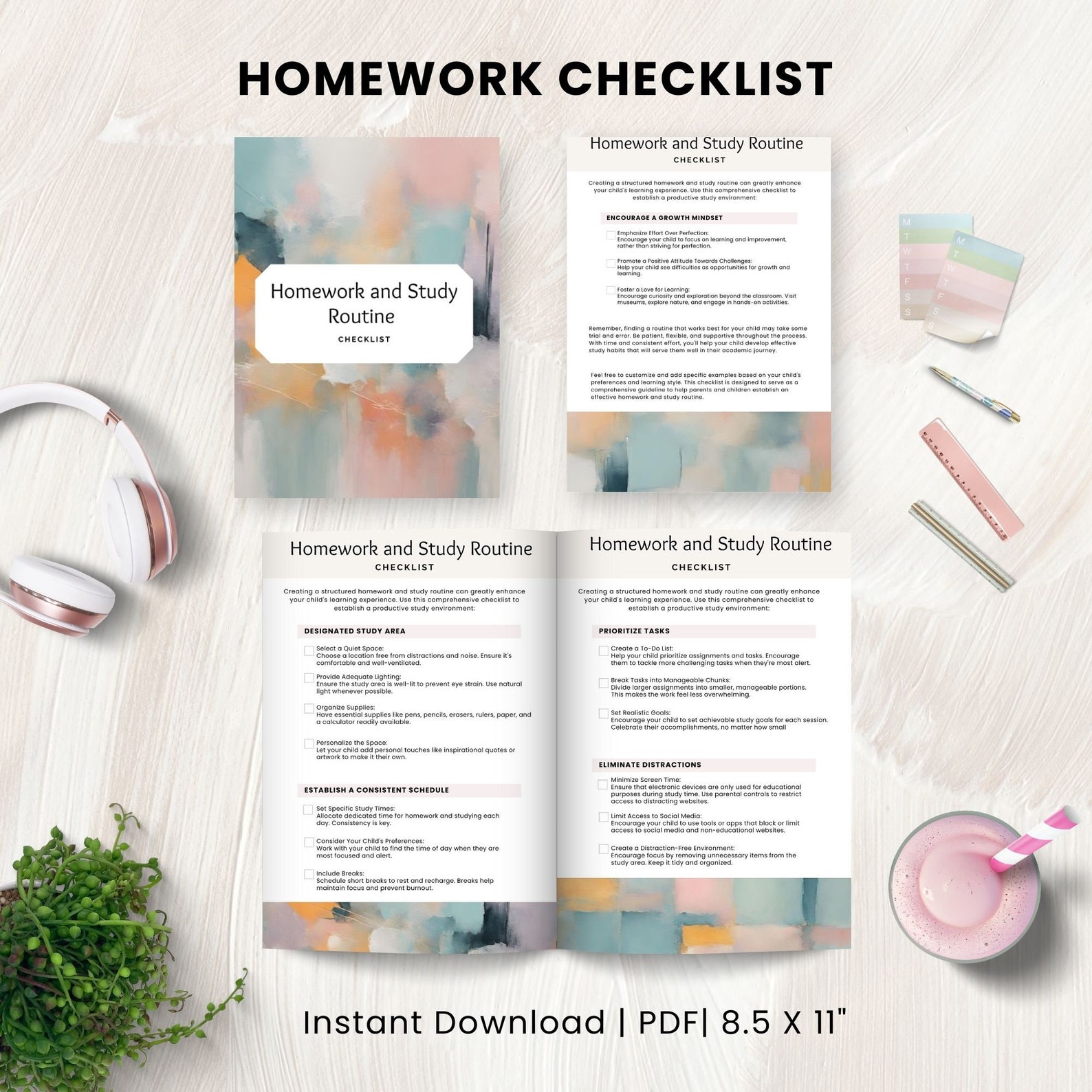 Homework Checklist Printable for Students Assignment Log Homework to Do ...