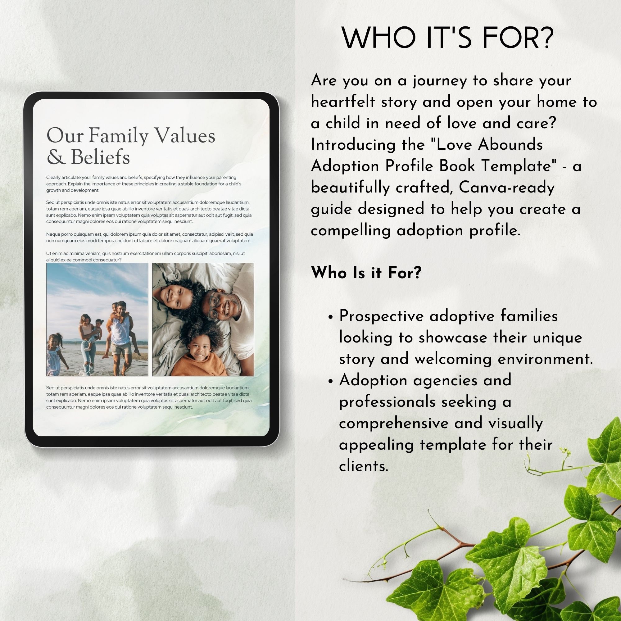 Adoption Profile Book Template Canva DIY Child Adoption Guide ...