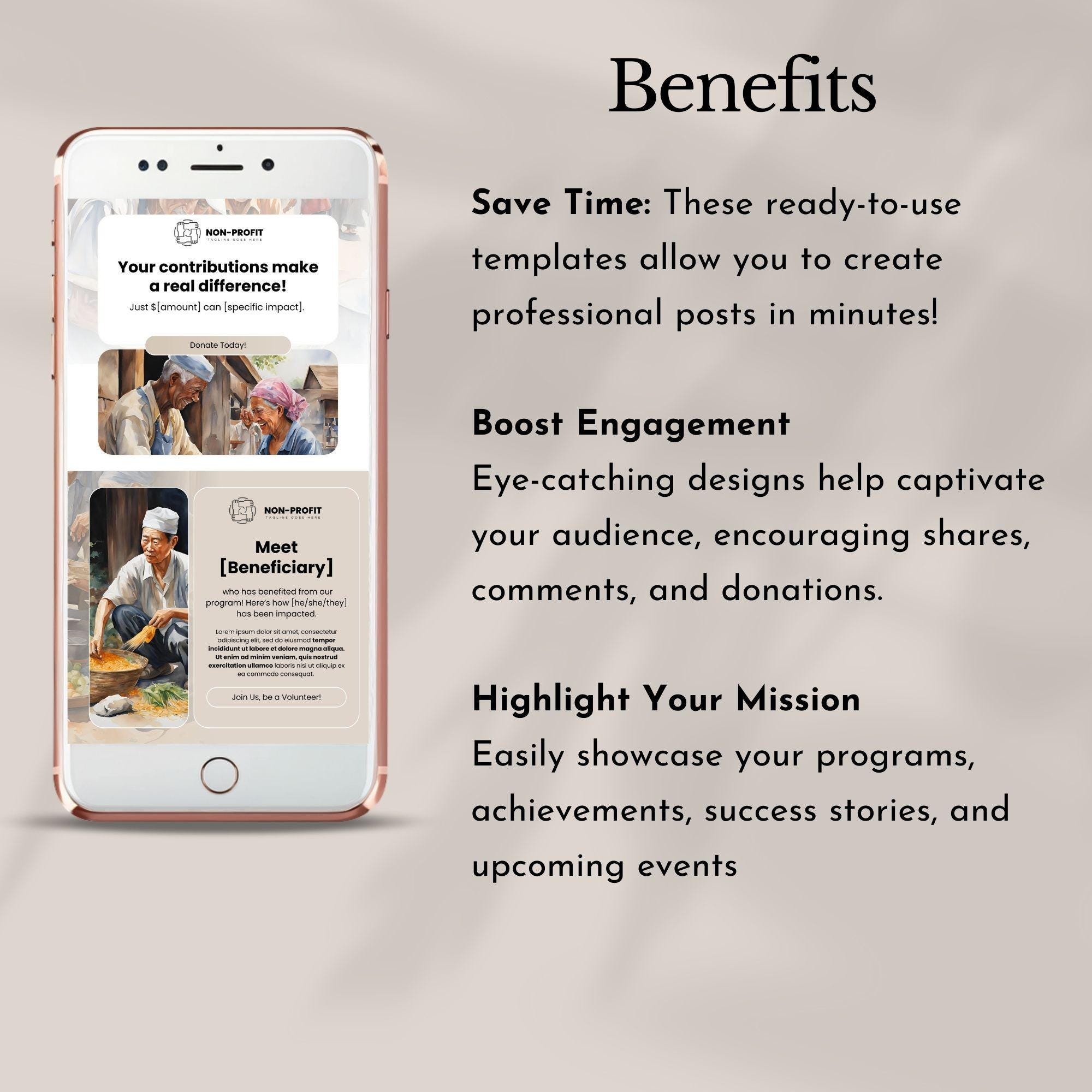 Non Profit Social Media Post Templates for Charity Instagram Volunteer ...