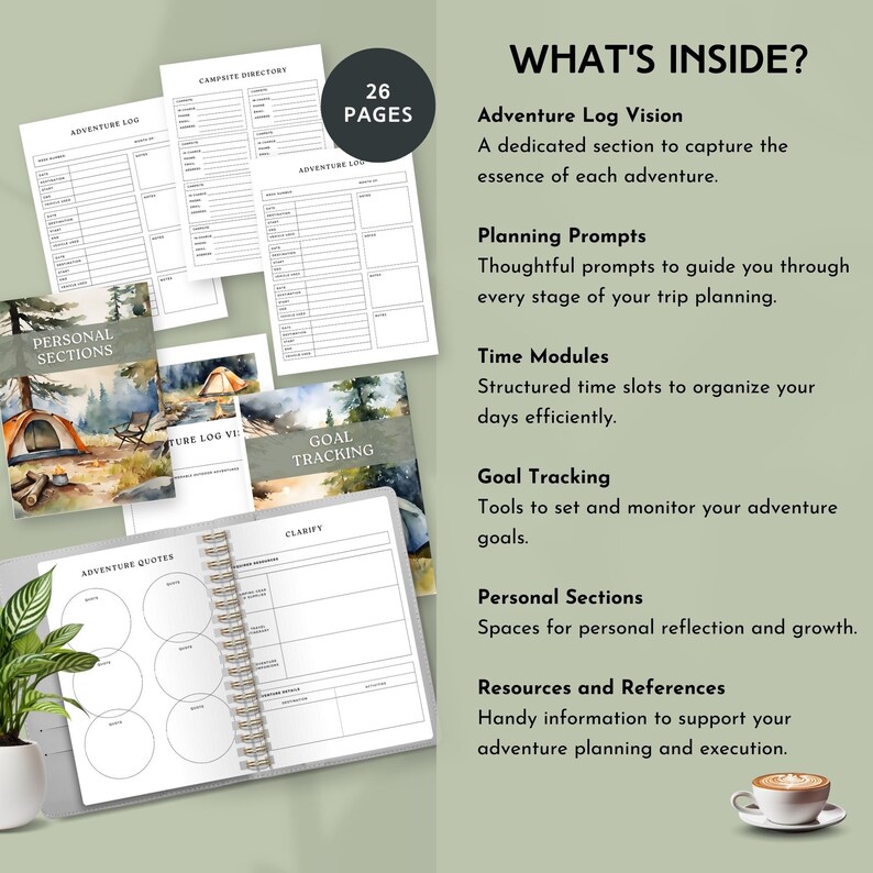 Kids Summer Camp Planner Camping Printable Outdoor Log Book Nature ...