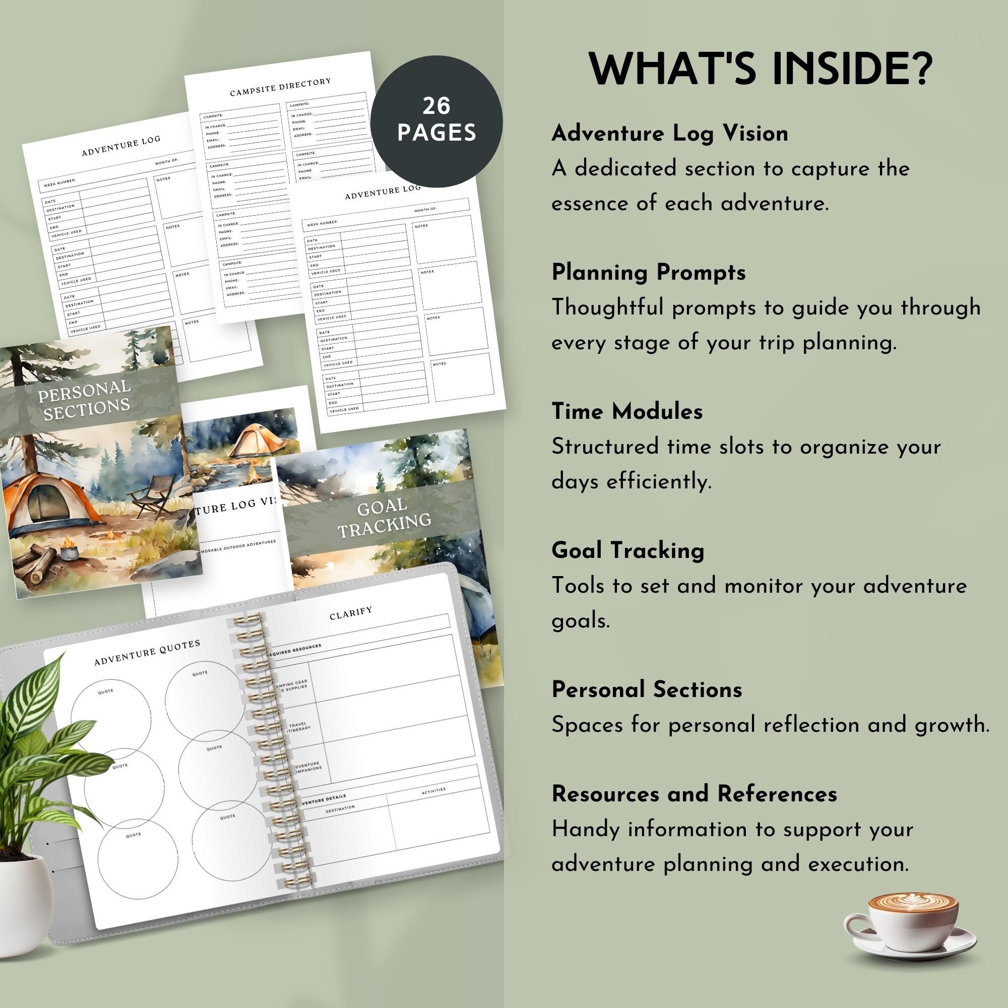 Kids Summer Camp Planner Camping Printable Outdoor Log Book Nature ...