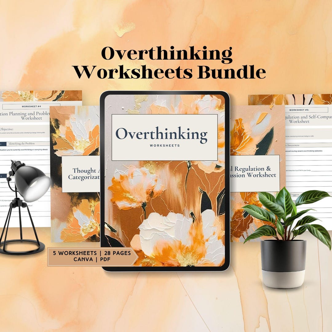 Overthinking Worksheets Anxiety Workbook Coping Skill Journal Stop Over ...