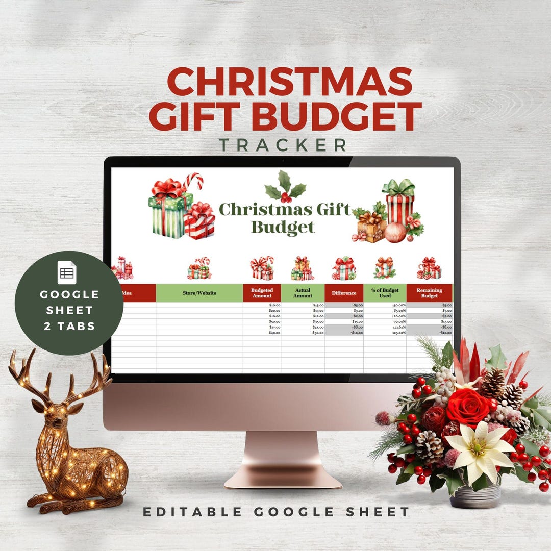 Christmas Gift Tracker Excel Template Holiday Gift Budget Planner ...