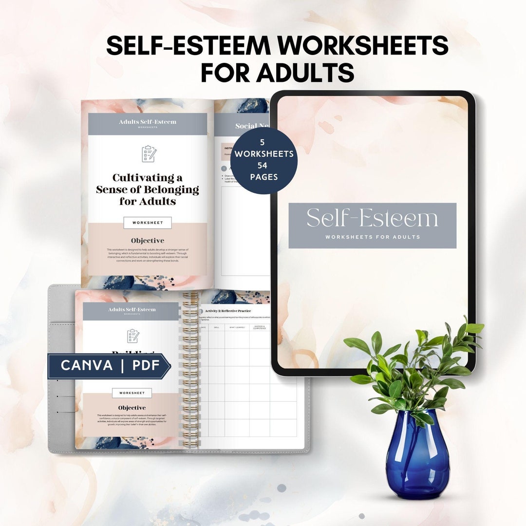 Self Esteem Worksheet for Adults Self-esteem Therapy Workbook Self-love ...